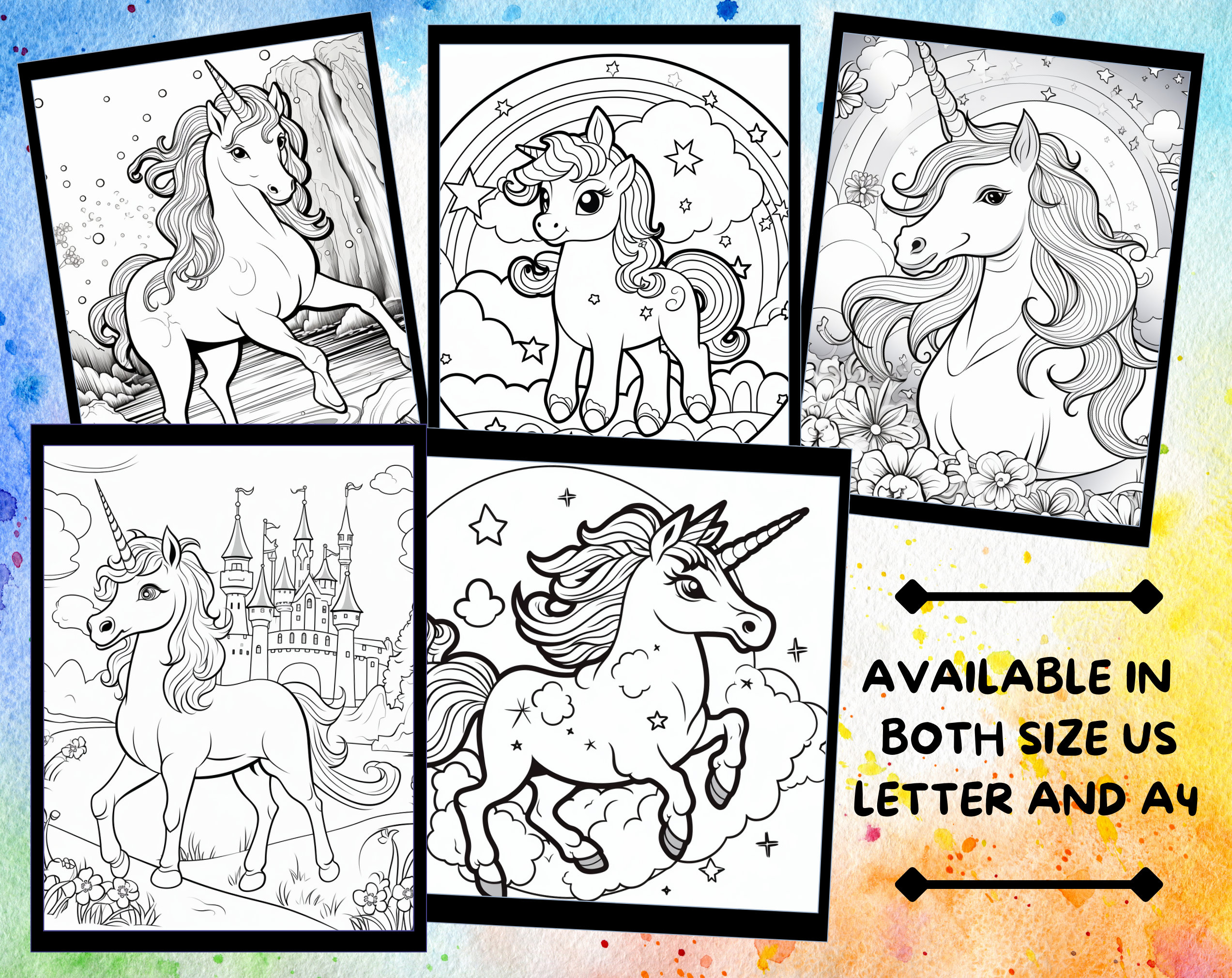 Unicorn Coloring Pages for Kids Unicorn Printable Coloring Book Digital ...