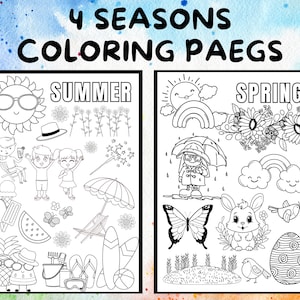 Printable Coloring Page for Kids Four Seasons Digital Download Coloring ...
