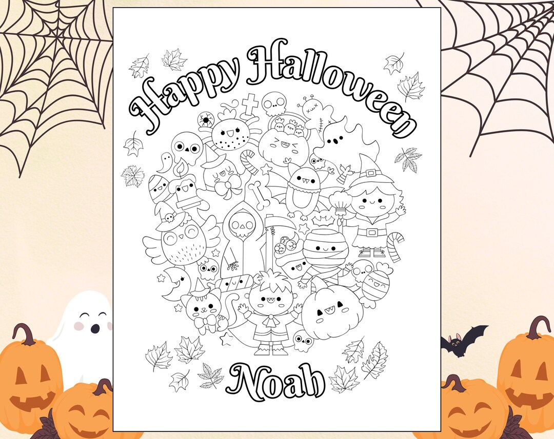 Name Coloring Page Printable Halloween Coloring Page Custom Name ...