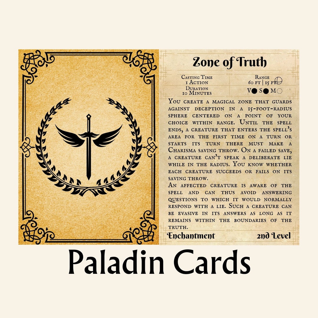 Paladin Spell Cards - Etsy