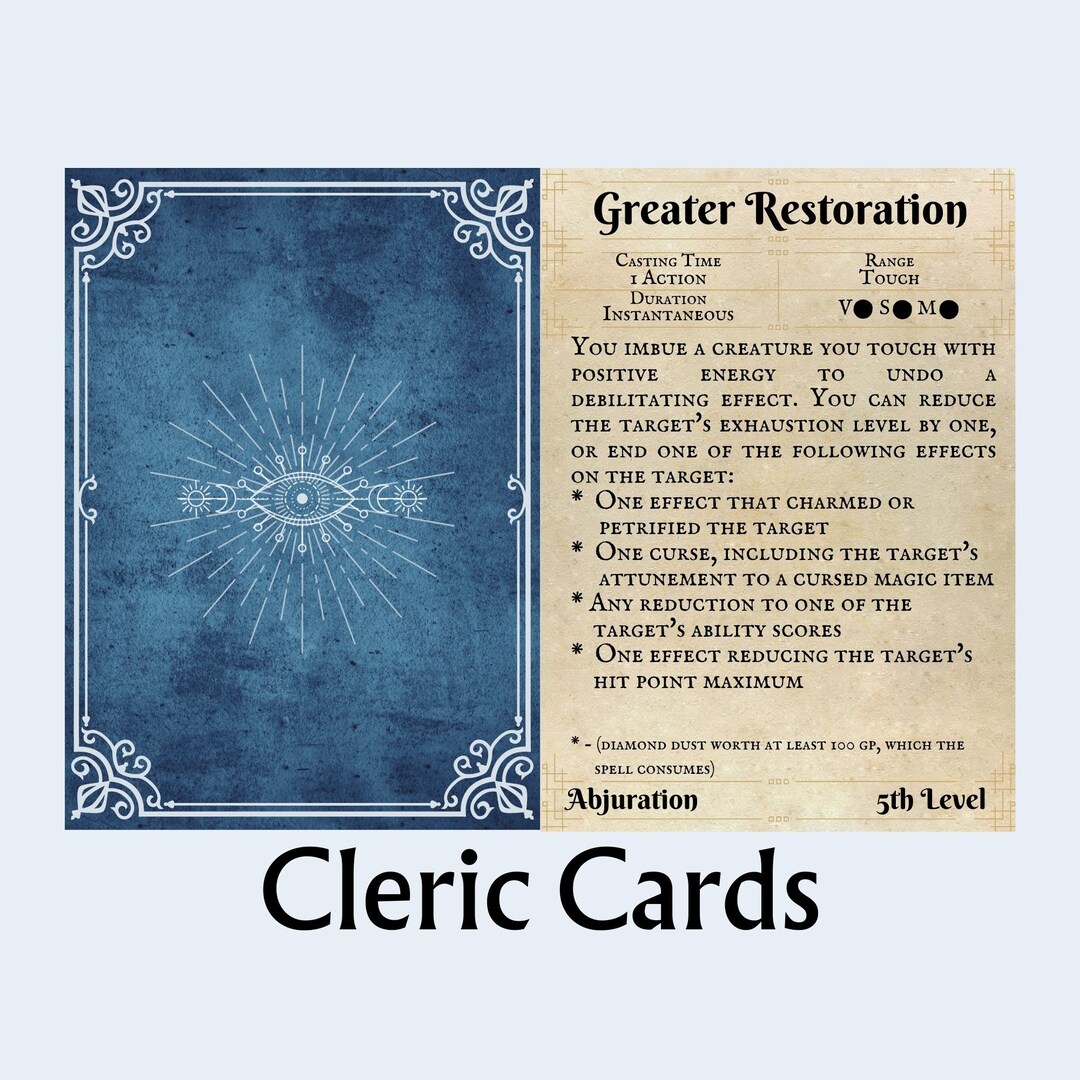 Cleric Spell Cards - Etsy