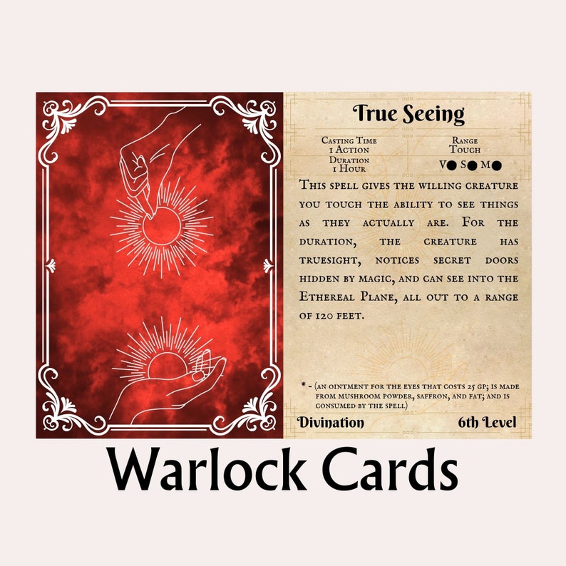 Warlock Spell Cards - Etsy