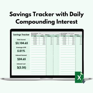 Personal Finance Savings Tracker Spreadsheet With Daily Compounding ...
