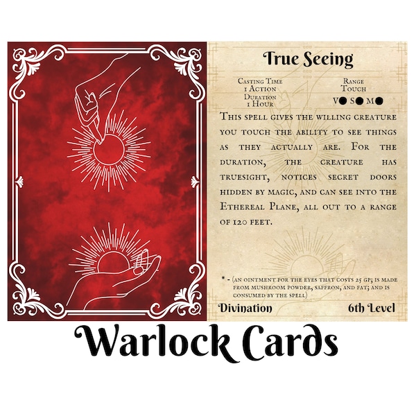 Printable Warlock Spell Cards - Etsy
