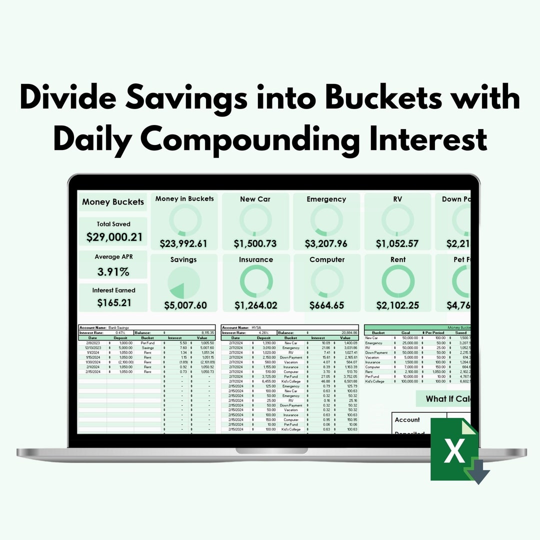 Personal Finance Savings Tracker | Divide Savings Into Buckets | With ...
