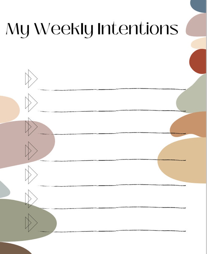 Weekly Intention List Organizer Intention List Intention - Etsy
