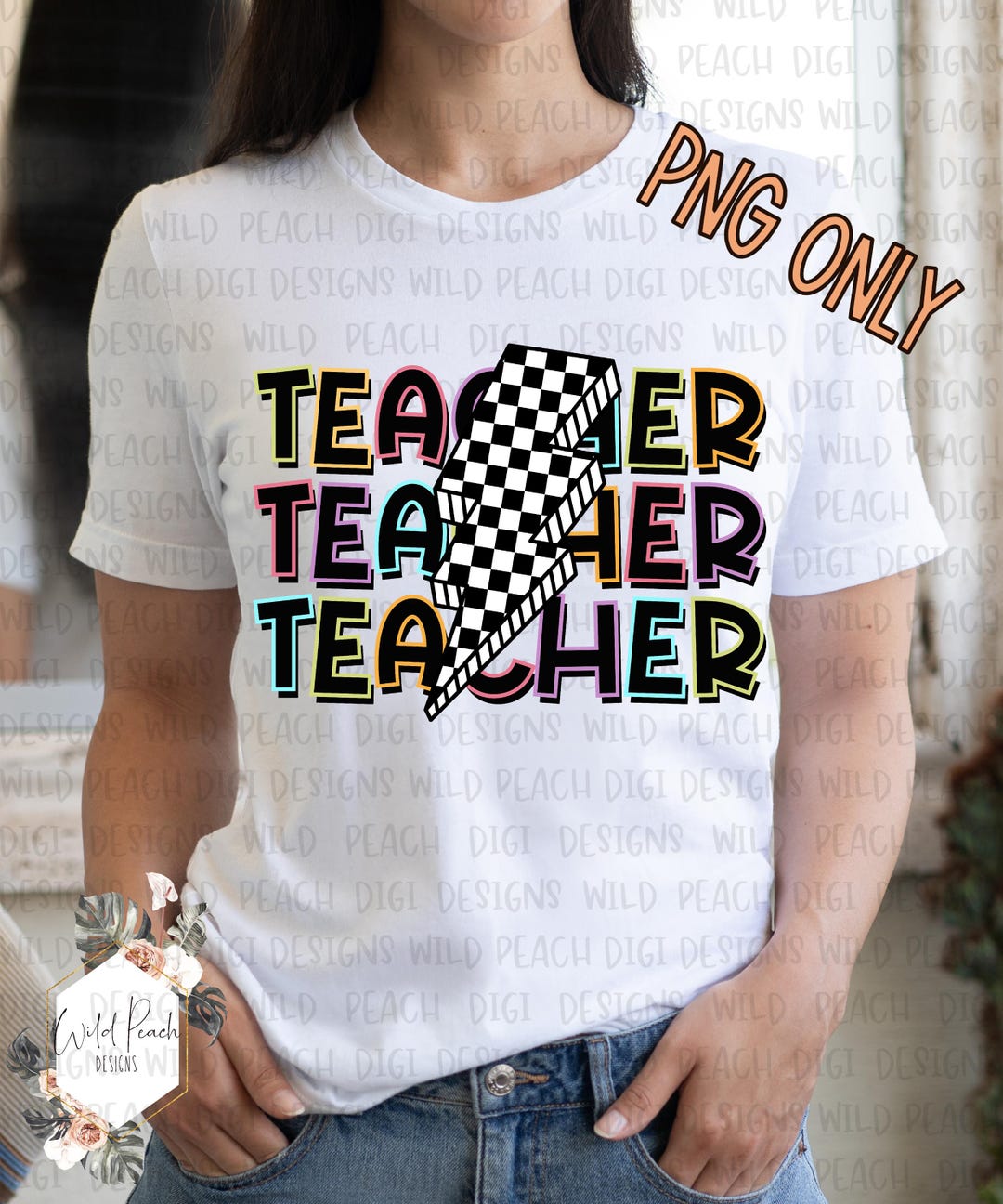 Checkered Teacher Png//retro Teacher Png/lightning Bolt Teacher Png ...