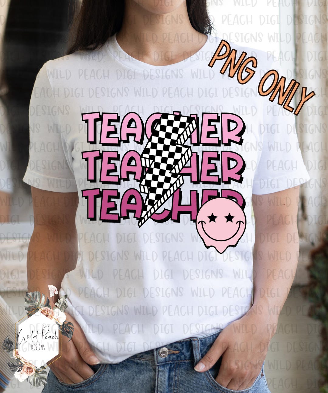 Retro Teacher Png//pink Teacher Png//checkered Teacher Png//checkered ...