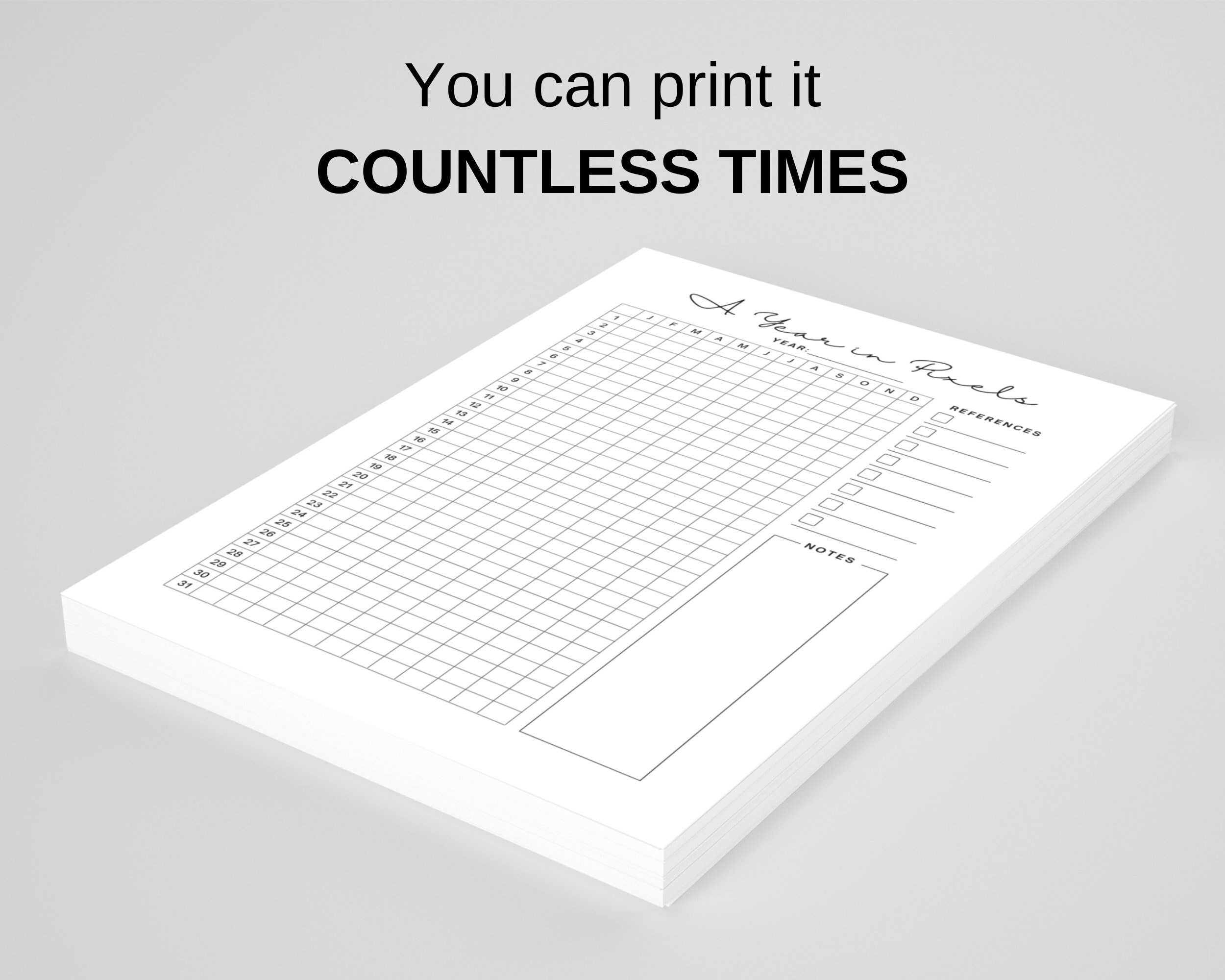 A Year in Pixel Template Portrait and Landscape Pixel Planner Yearly ...