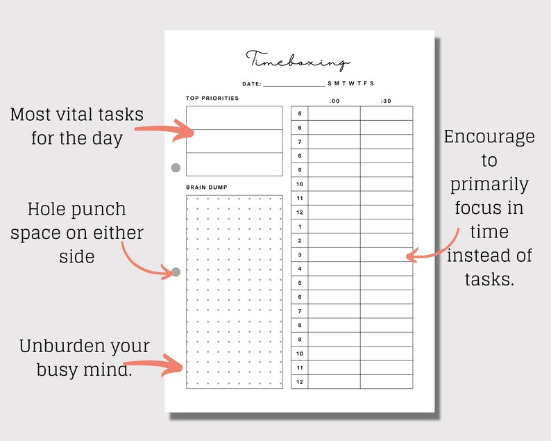 Buy Daily Timeboxing And Time Blocking Template Time Box Online In 