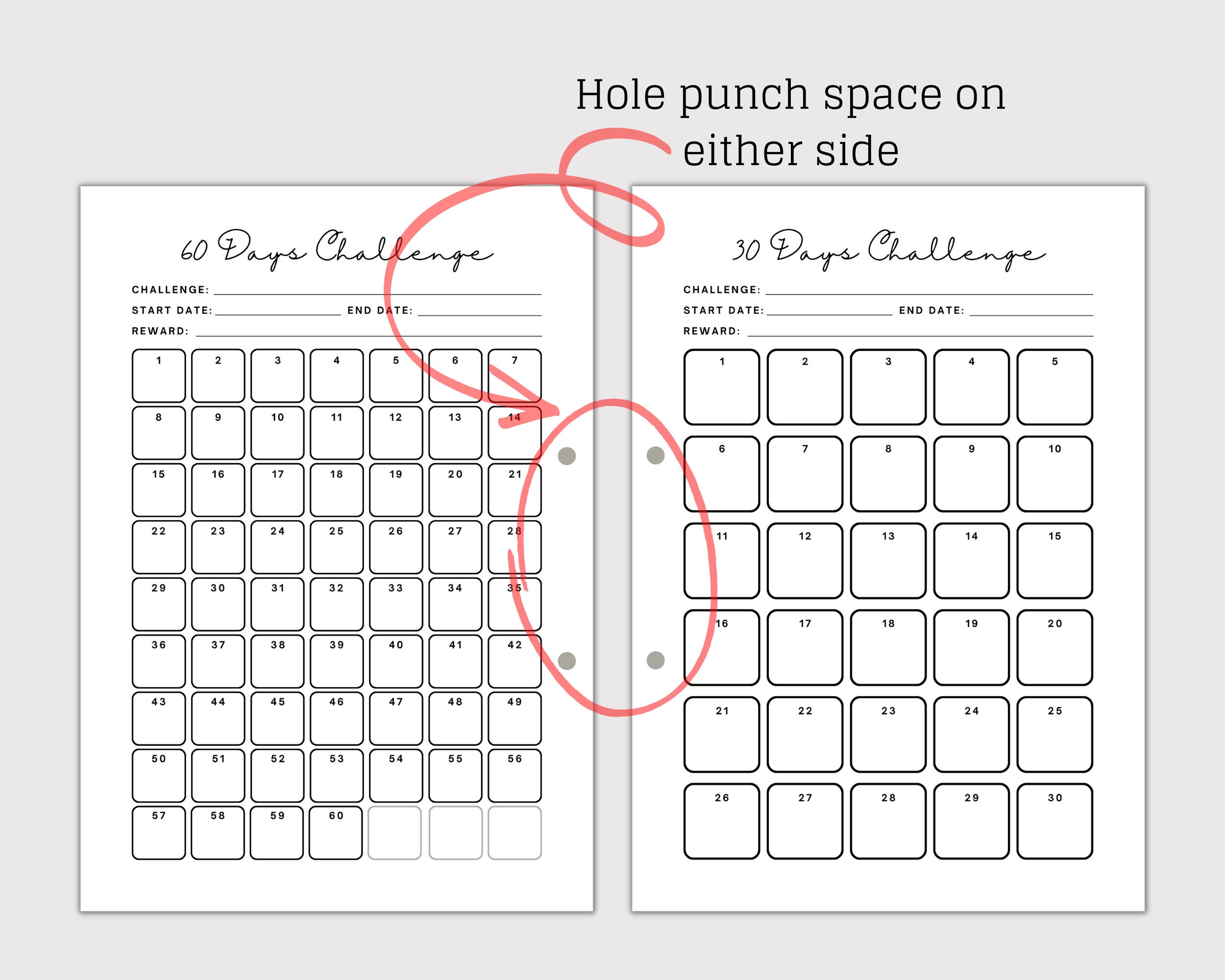 30 60 90 100 Days Goal Challenge Tracker Gaol Challenge Tracker ...