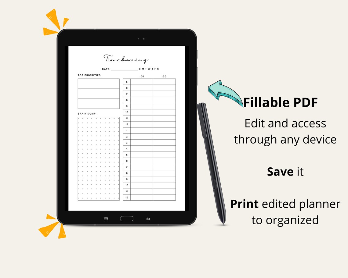 Daily Timeboxing and Time Blocking Template | Time Box | Editable ...