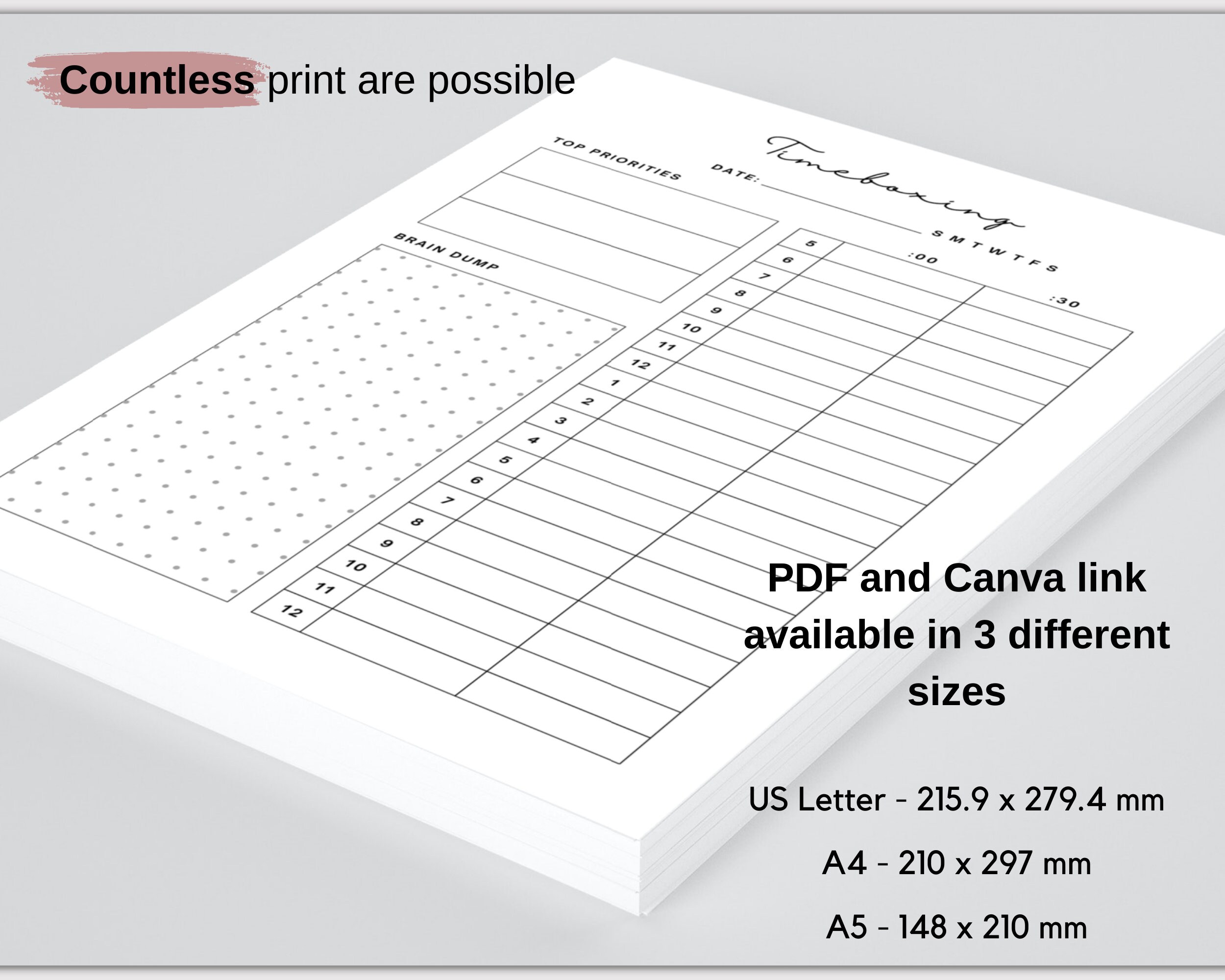 Daily Timeboxing and Time Blocking Template | Time Box | Editable ...