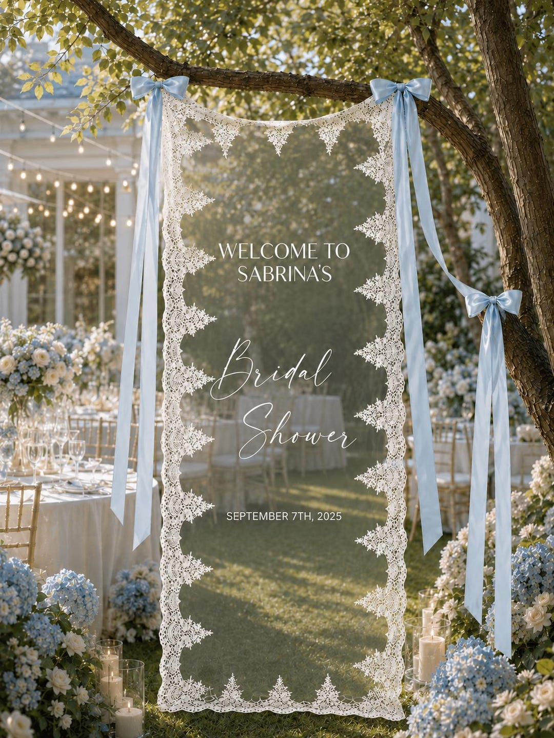 Custom Lace Wedding Welcome Sign, Personalized Lace Banner, Fabric ...