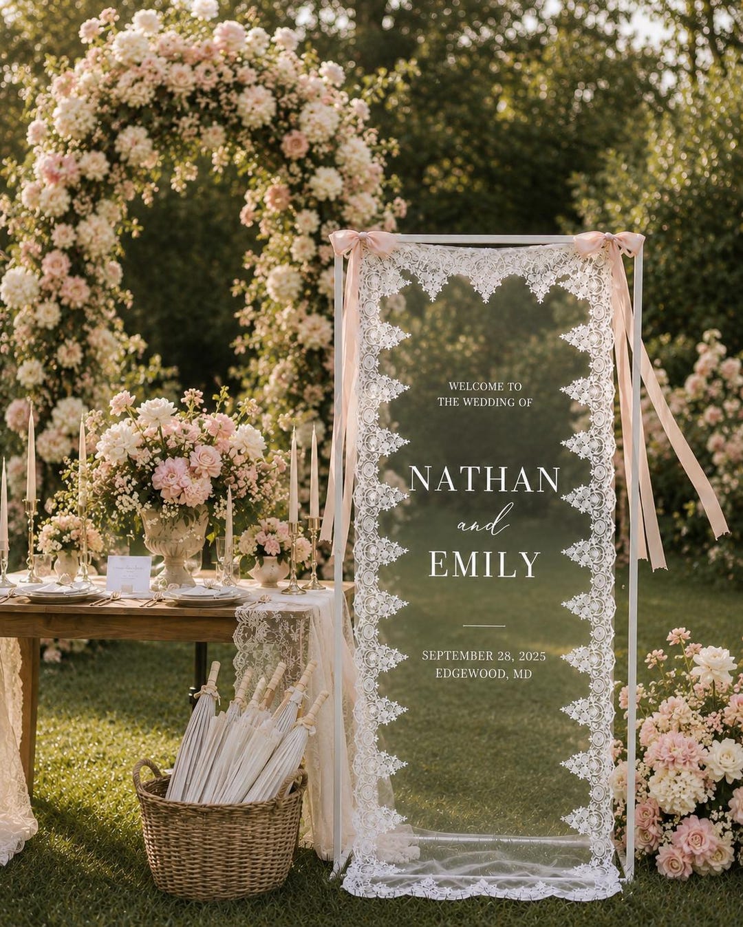 Custom Lace Wedding Welcome Sign, Personalized Lace Wedding Sign ...
