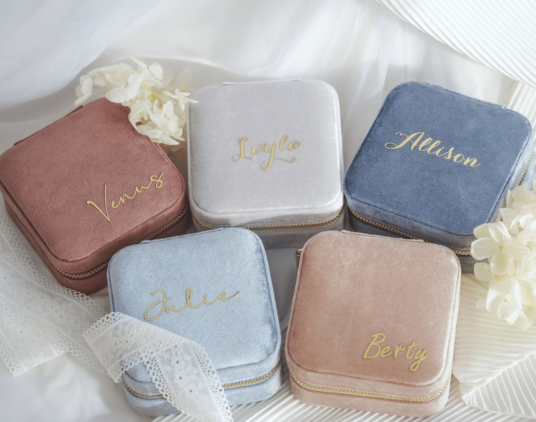 Personalized Velvet Jewelry Box, Bridal Shower Gift, Bridesmaid Gift ...