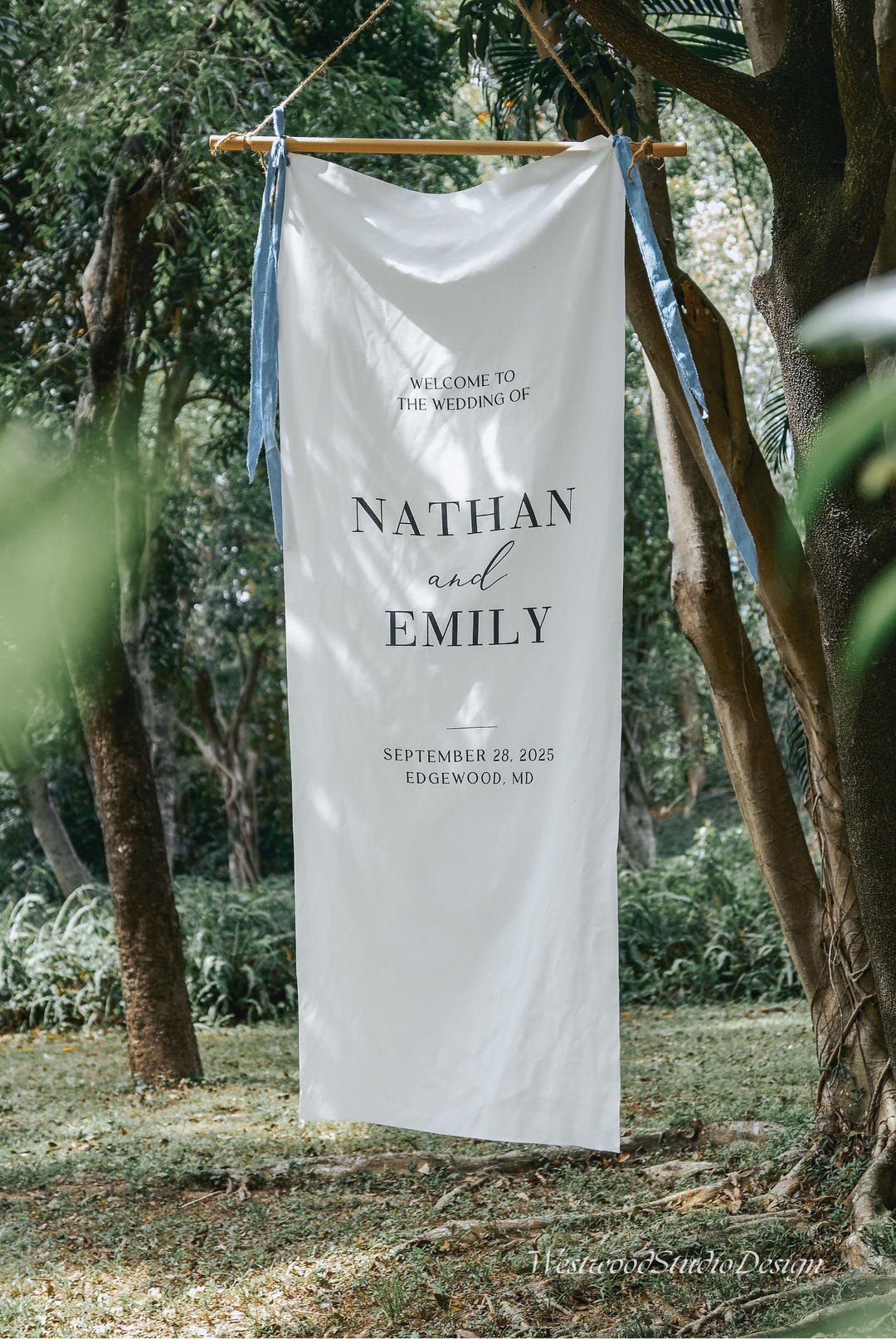 Personalized Linen Wedding Welcome Sign – Custom Fabric Banner for ...
