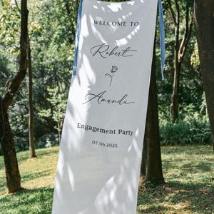 Personalized Linen Wedding Welcome Sign – Custom Fabric Banner for ...