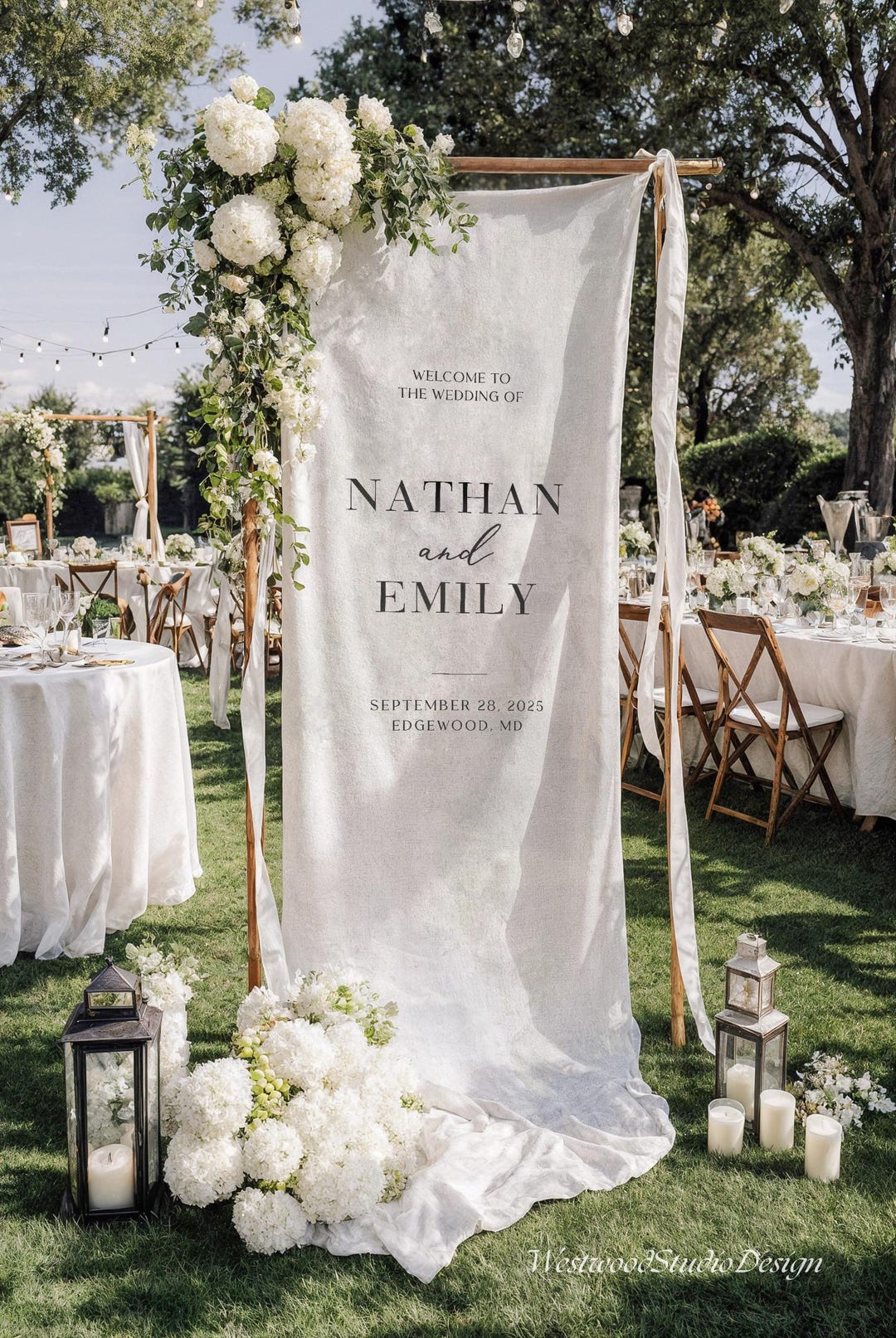 Personalized Linen Wedding Welcome Sign – Custom Fabric Banner for ...