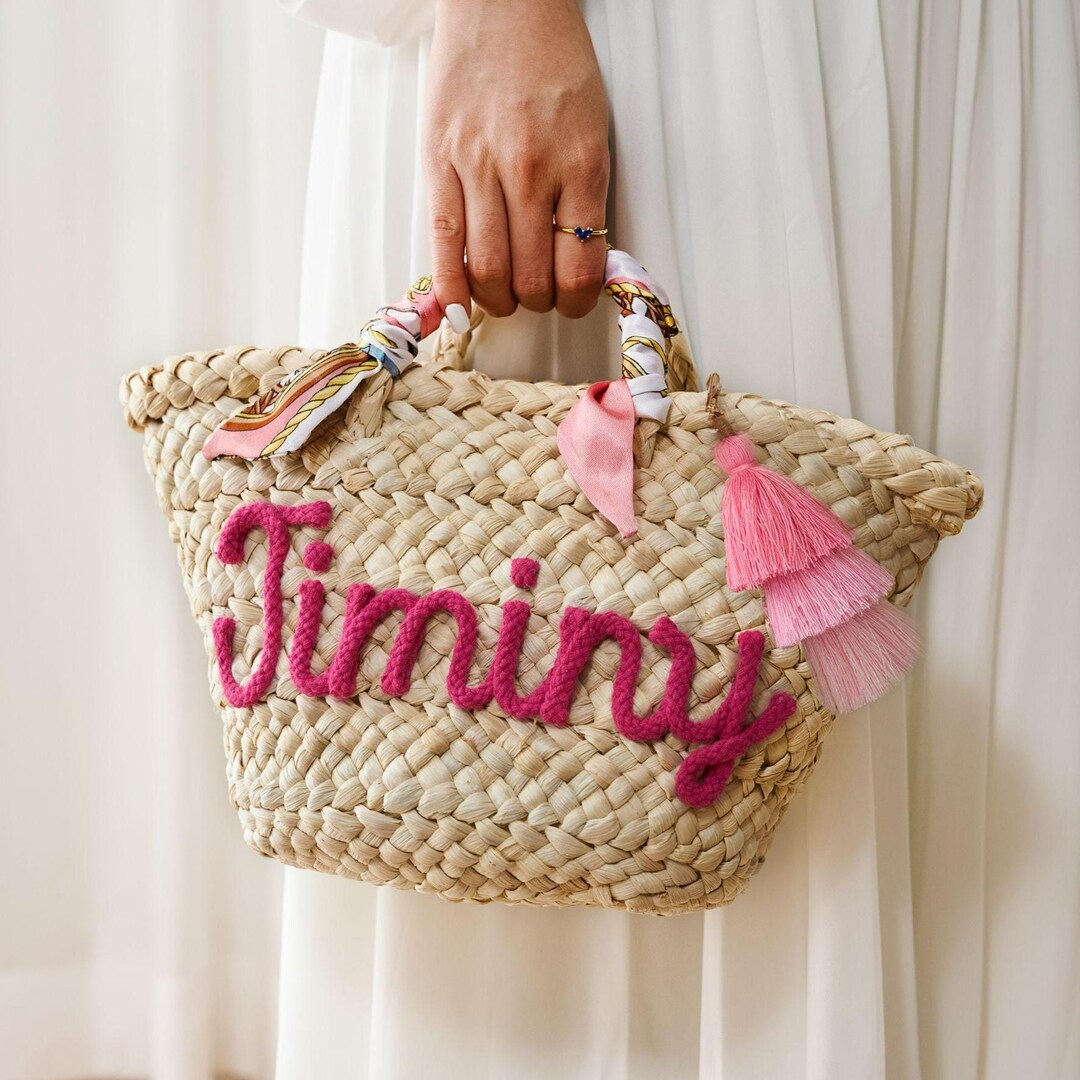 Personalized Bridesmaid Bag, Custom Straw Beach Bag, Bridesmaid Gift ...