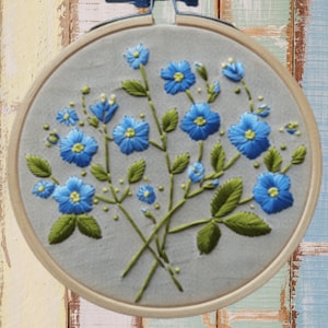 Forget-me-not Hand Embroidery Pattern: Beginner Floral Stitch (digital ...