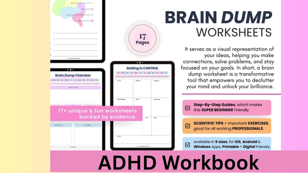 ADHD Brain Dump Extra Planner Pages Printable Happy Planner ...