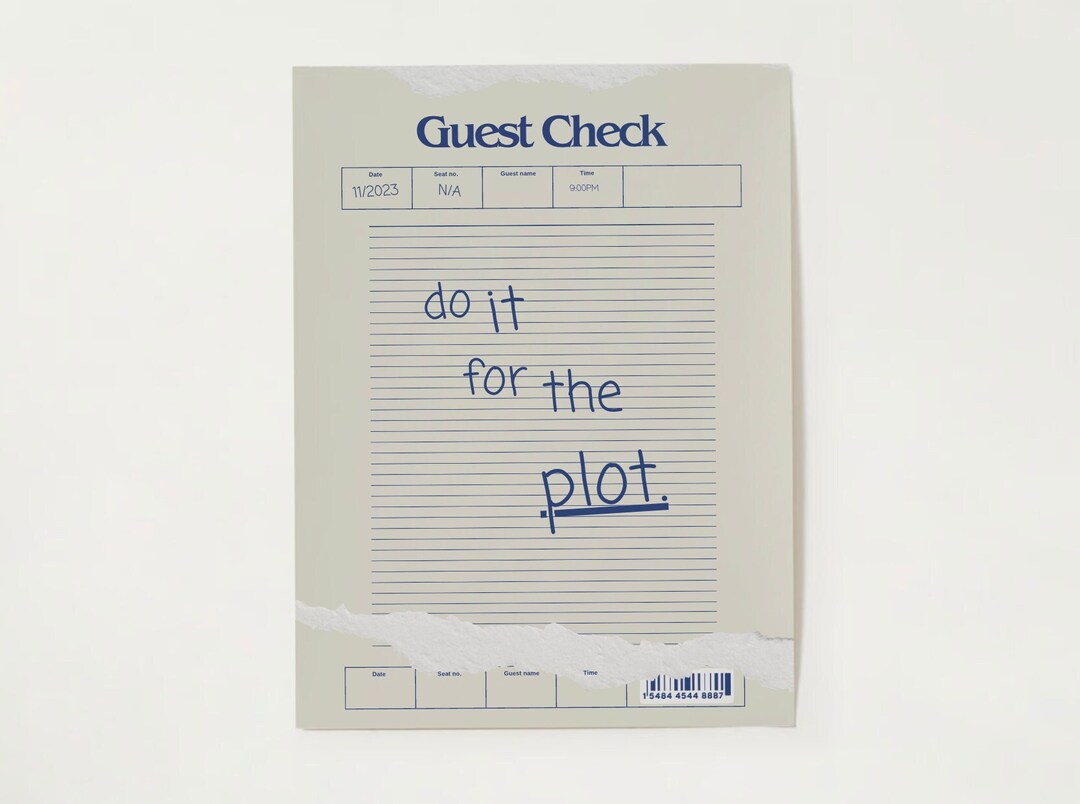 Do It for the Plot Guest Check Aesthetic Poster - Etsy