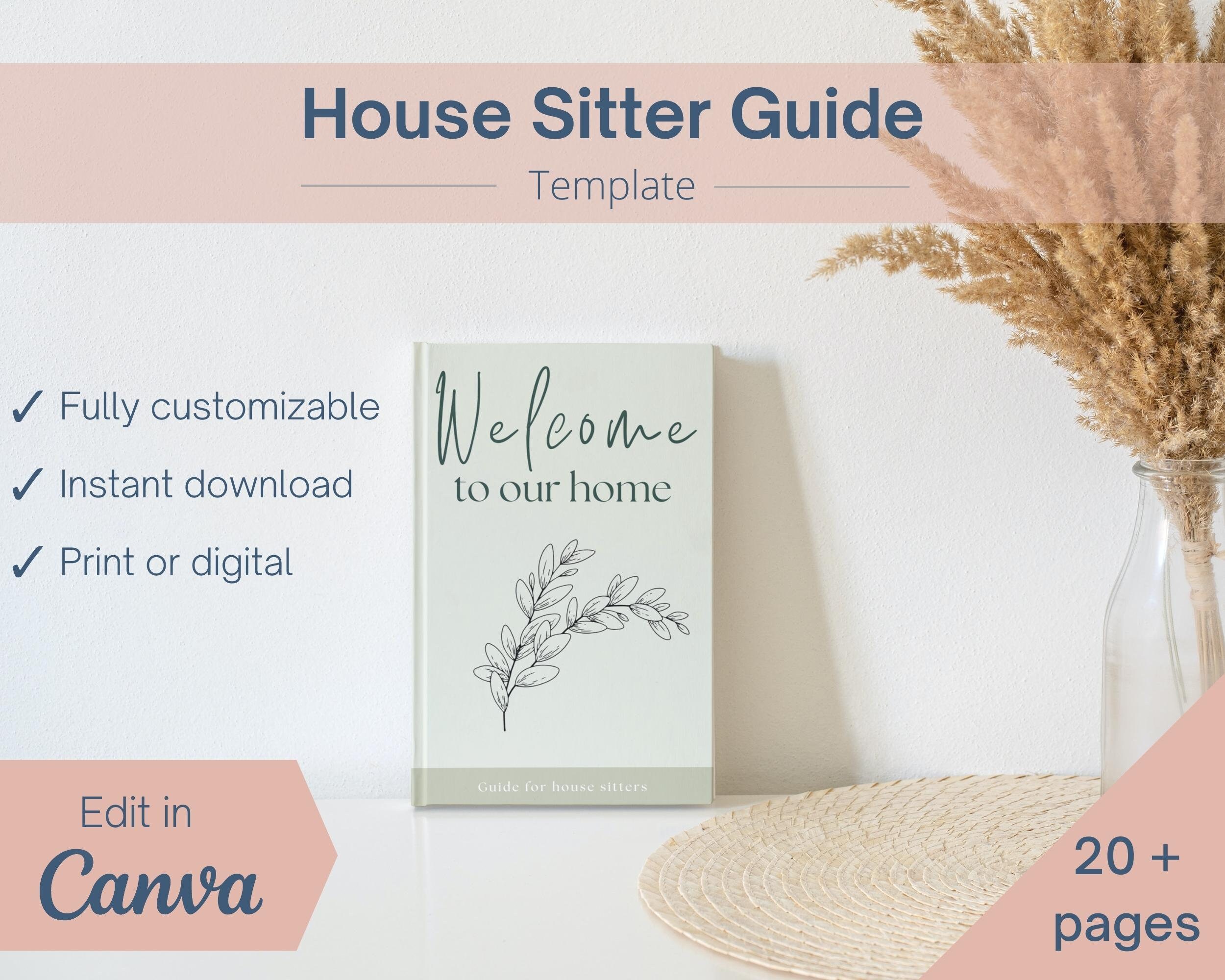 House Sitter Welcome Book Template, Editable Canva Welcome Guide, Home ...