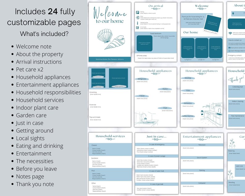 House Sitter Instructions Template, Editable Canva House Sitter ...