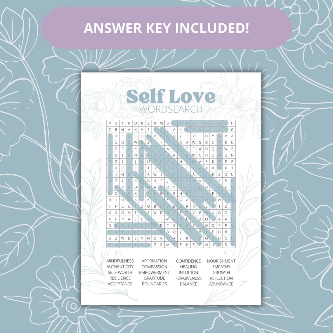 Self Love Word Search, Self Care Activity, Self-love Worksheet, Promote ...