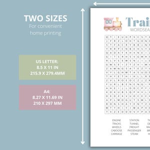 Trains Word Search Game: Kids Printable Puzzle (PDF) - Etsy