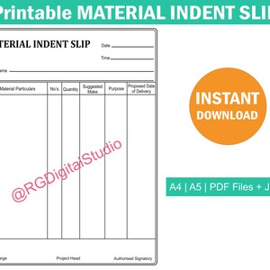 Printable Material Indent Slip Digital Download A4 A5 - Etsy