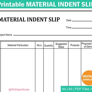 Printable Material Indent Slip Digital Download A4 A5 - Etsy