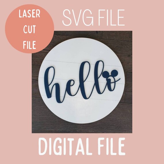 Digital Cut File SVG Glowforge Laser Hello Mouse Modern Front - Etsy
