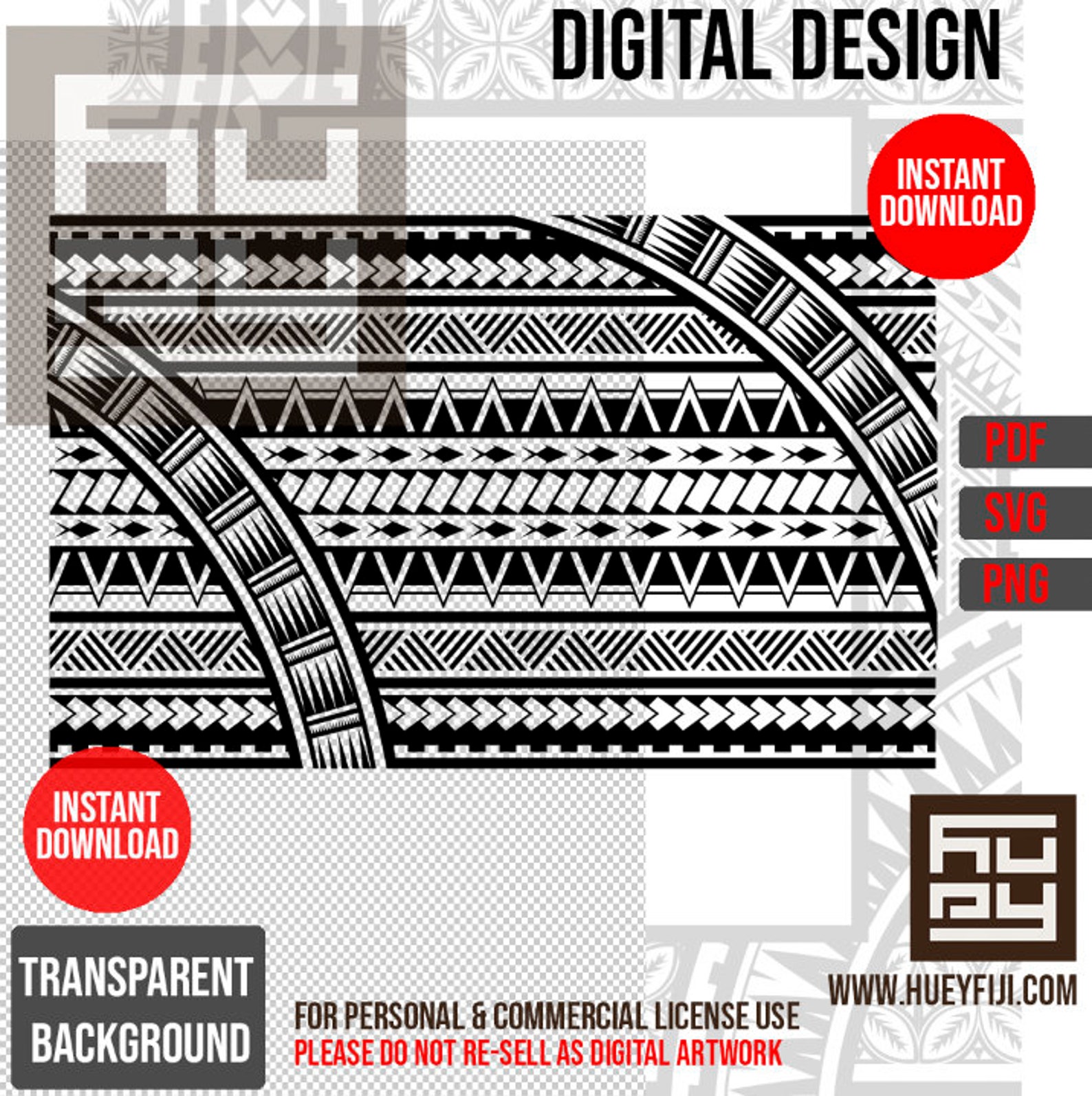 Samoan Tatau Siapo Polynesian Seamless Pattern SVG Clipart Digital ...