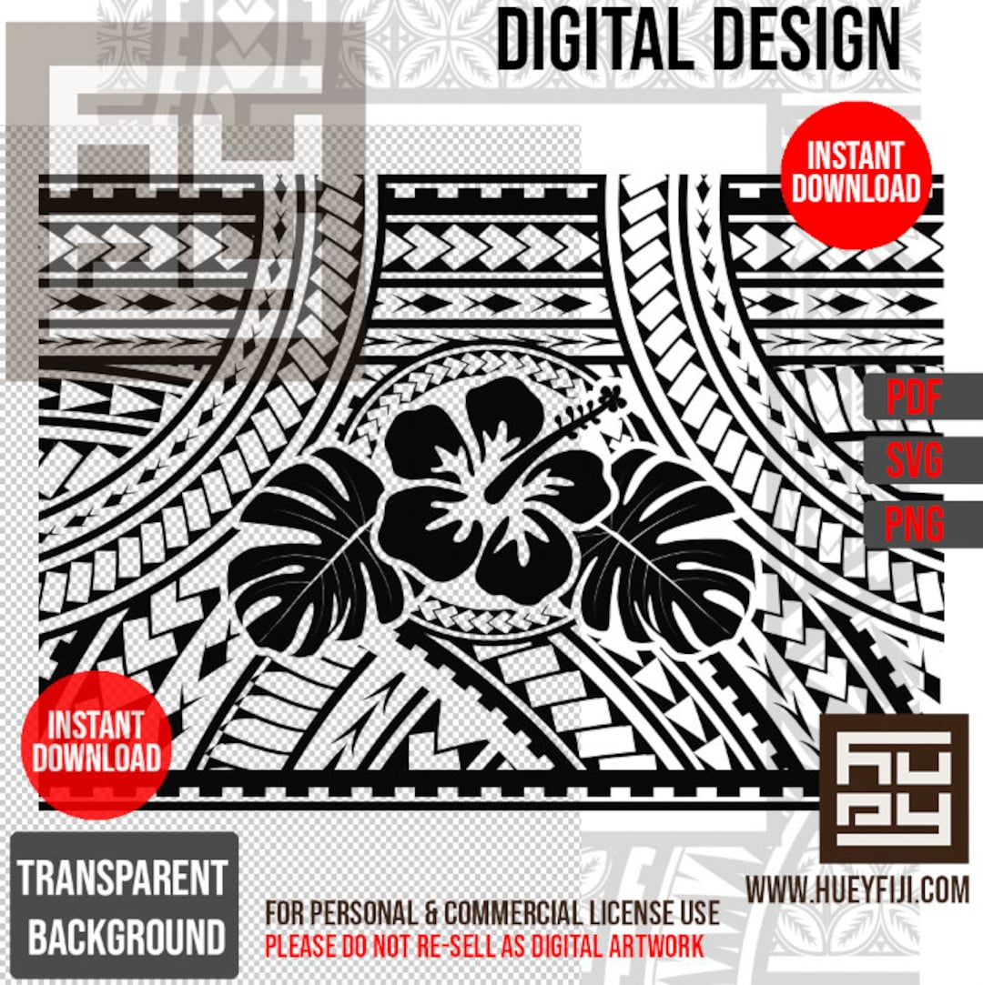 Samoan Floral Tatau Siapo Polynesian Seamless Stencil SVG Tribal ...