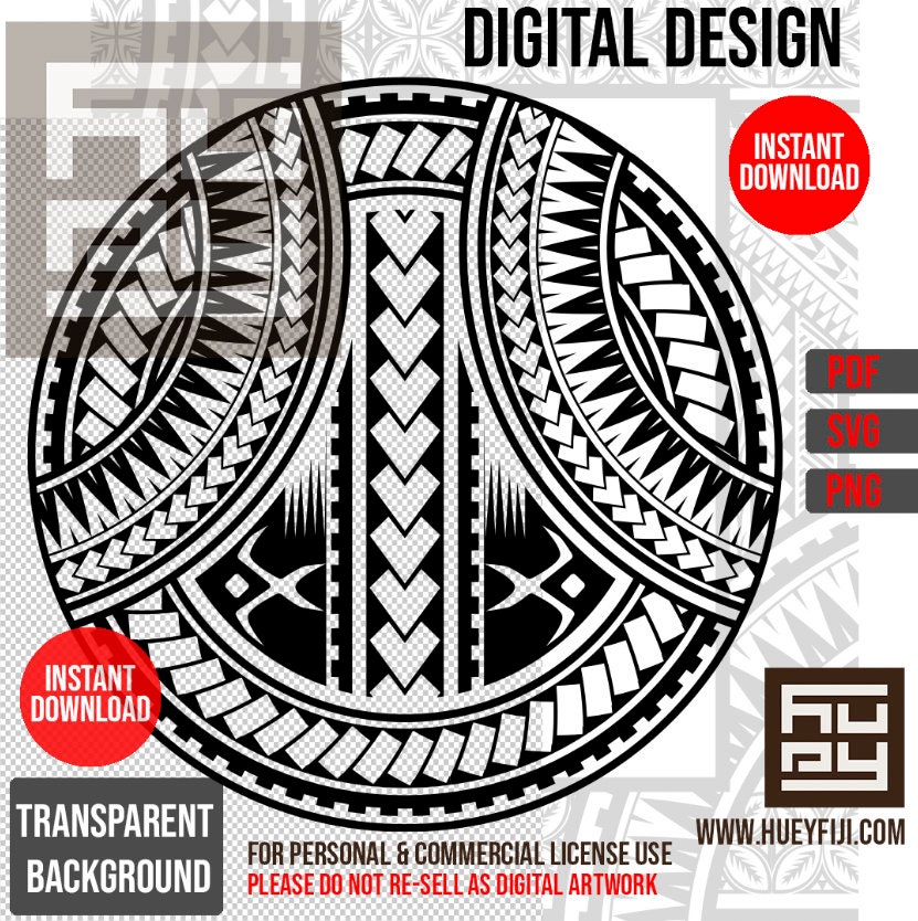 Samoan Tatau Tattoo Circle Tribal Polynesian Stencil Pattern SVG Vector ...