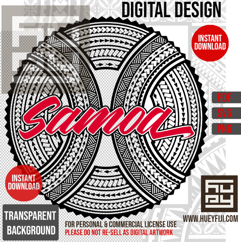 SAMOA Tatau Siapo Polynesian Tribal Circle Pattern Digital Design ...