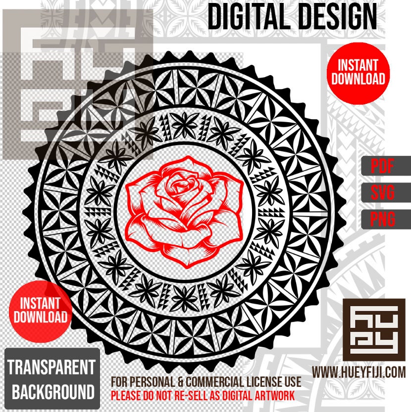 Tongan Kupesi Ngatu Polynesian Tribal Tapa Polynesian Pattern Circle ...