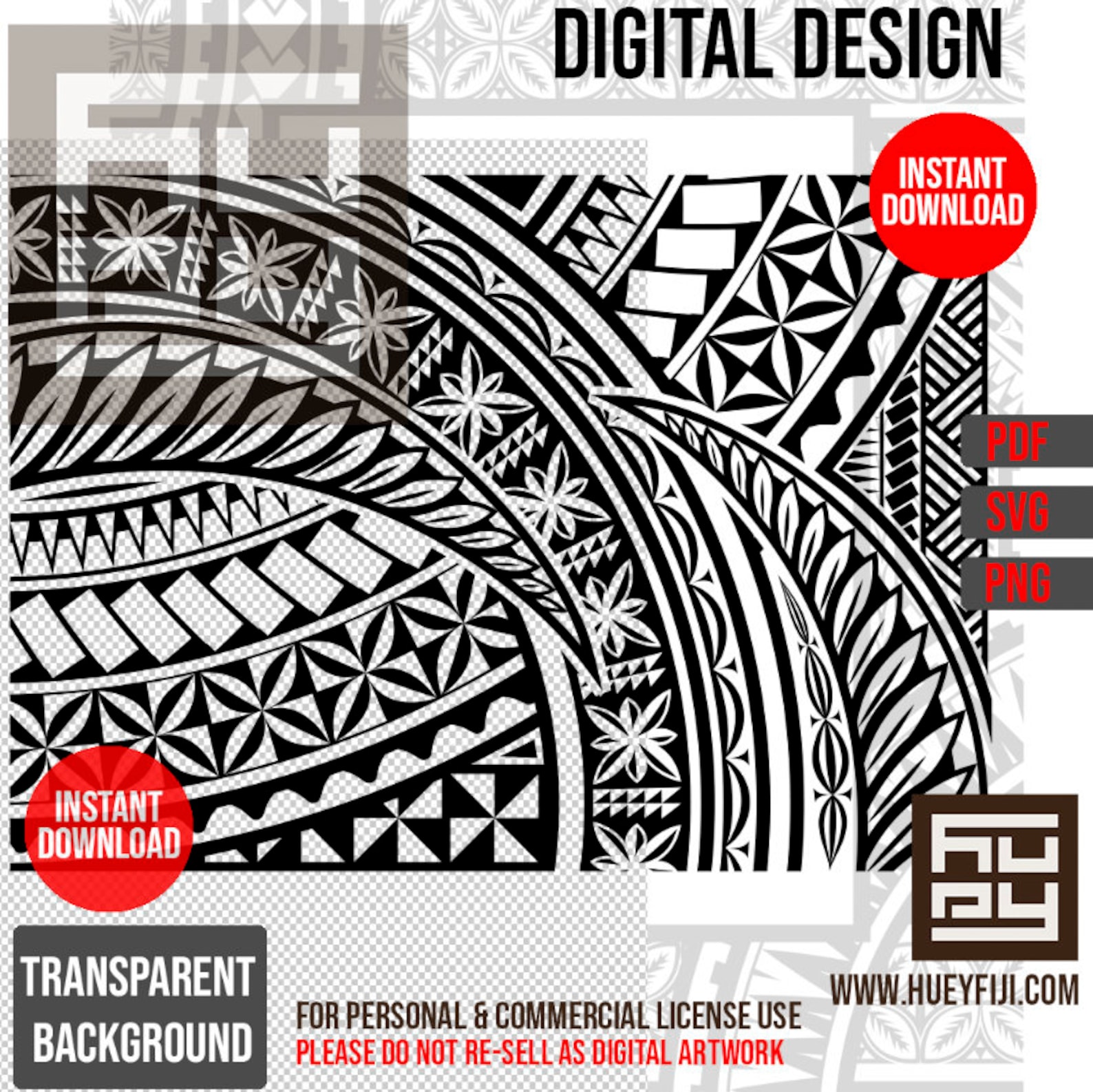 Tongan Kupesi Ngatu Polynesian Tribal Tapa Digital Design - Instant ...