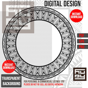 Tongan Kupesi Ngatu Polynesian Circle Border Frame | Wall Artwork ...