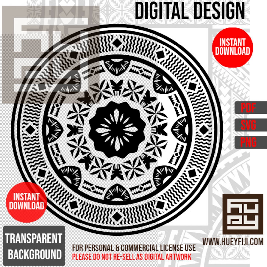 Fiji Kesakesa Tapa Masi Pattern Digital SVG Design 30cmx30xm PNG High ...