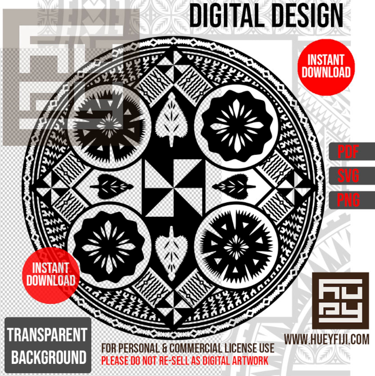 Fijian Kesakesa Masi Pattern Tribal Design - Instant Download - Etsy