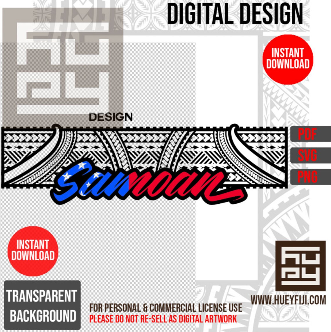 Samoan Tatau Tattoo 3 Color SVG Polynesian Tribal Digital Design ...