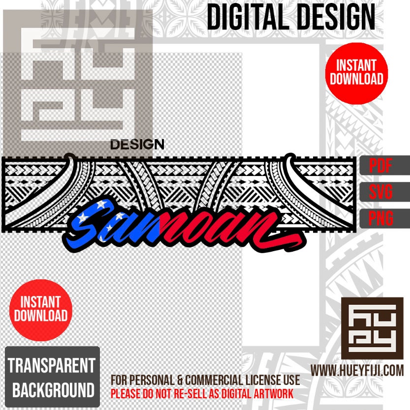 Samoan Tatau Tattoo 3 Color SVG Polynesian Tribal Digital Design ...