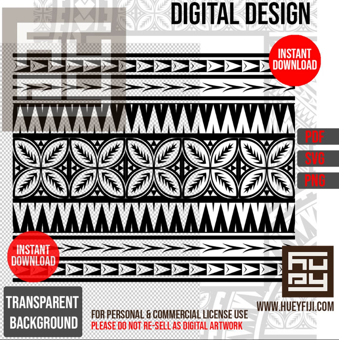 Samoan Siapo 8x10inch Polynesian Tribal Tattoo Pattern SVG PNG Instant ...