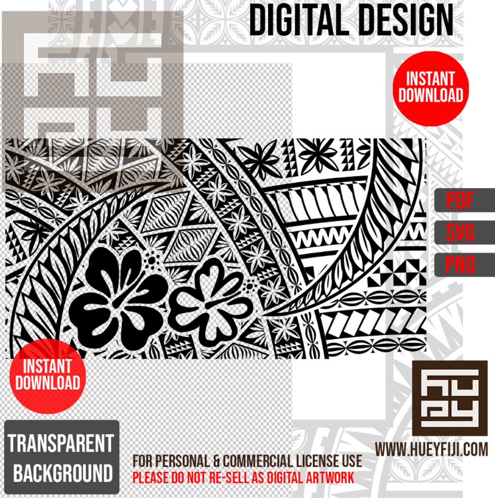 Tongan Kupesi Ngatu Tribal Tapa Polynesian Seamless Pattern 40cm Wide ...