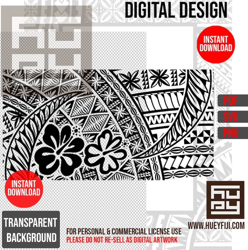 Tongan Kupesi Ngatu Tribal Tapa Polynesian Seamless Pattern 40cm Wide ...