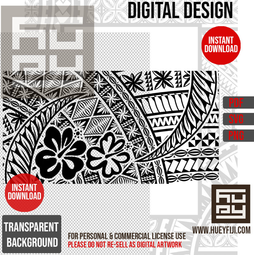 Tongan Kupesi Ngatu Tribal Tapa Polynesian Seamless Pattern 40cm Wide ...