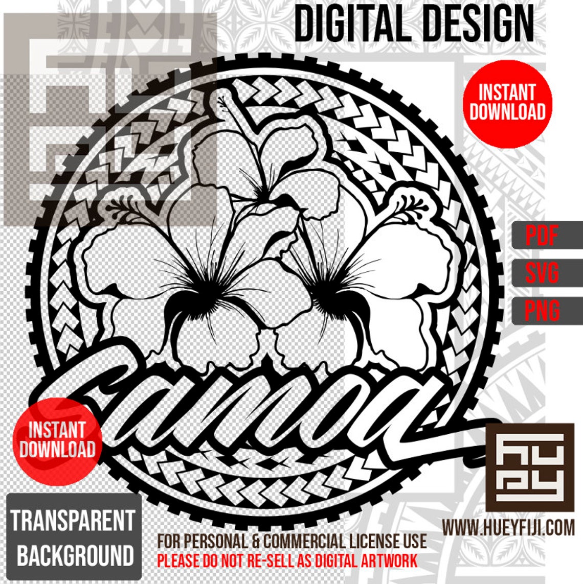 Samoan Tatau Siapo Floral Circular Polynesian Pattern Digital Design ...
